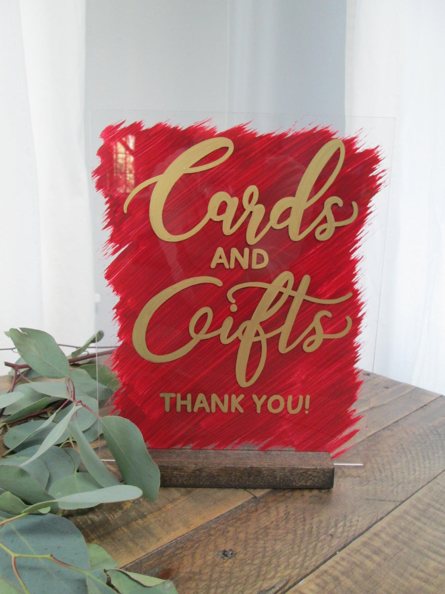Hand Lettered Cards & Gifts Acrylic Sign with Stand - Wedding Decor by ...