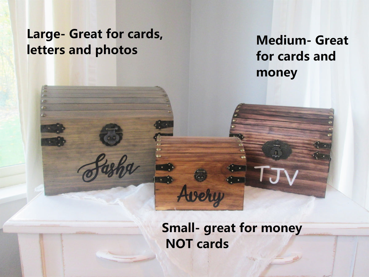 Personalized Wooden Cards Trunk with Slot and Lock - Wedding Decor by ...