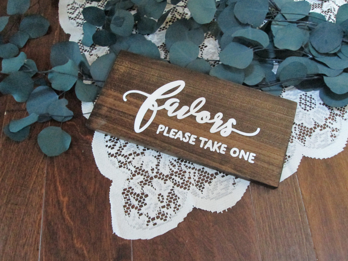 Wooden Calligraphy Favors Sign - Please Take One - by Perryhill Rustics ...